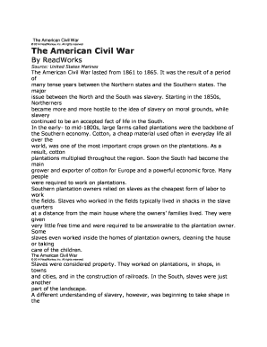 The American Civil War Readworks Answer Key Pdf - Fill Online ...