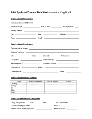 Fillable Online nofavt Joint Applicant bPersonal Data Sheetb complete if applicable - nofavt Fax ...