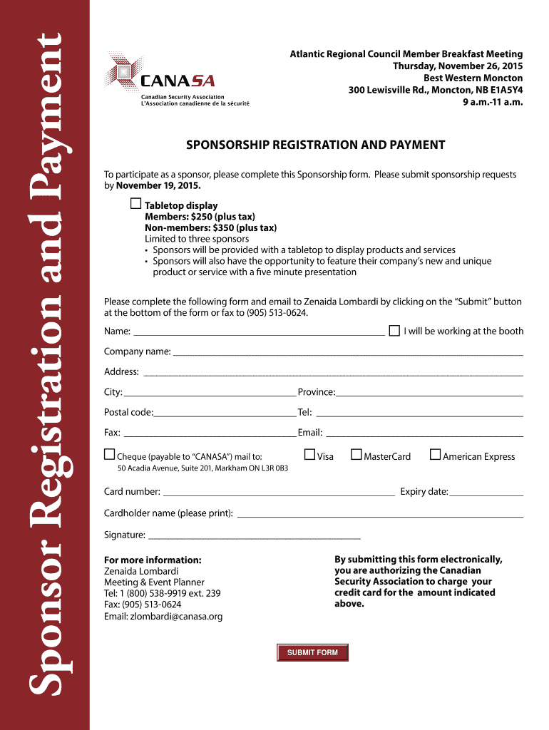 Fillable Online canasa Best Western Moncton Fax Email Print - pdfFiller