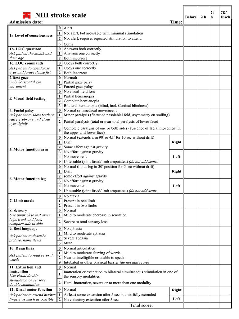Nihss Stroke Scale Printable Pdf Nihss Stroke Scale Printable Pdf