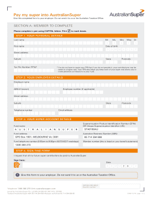 Fillable Online Pay my super into AustralianSuper Fax Email Print ...