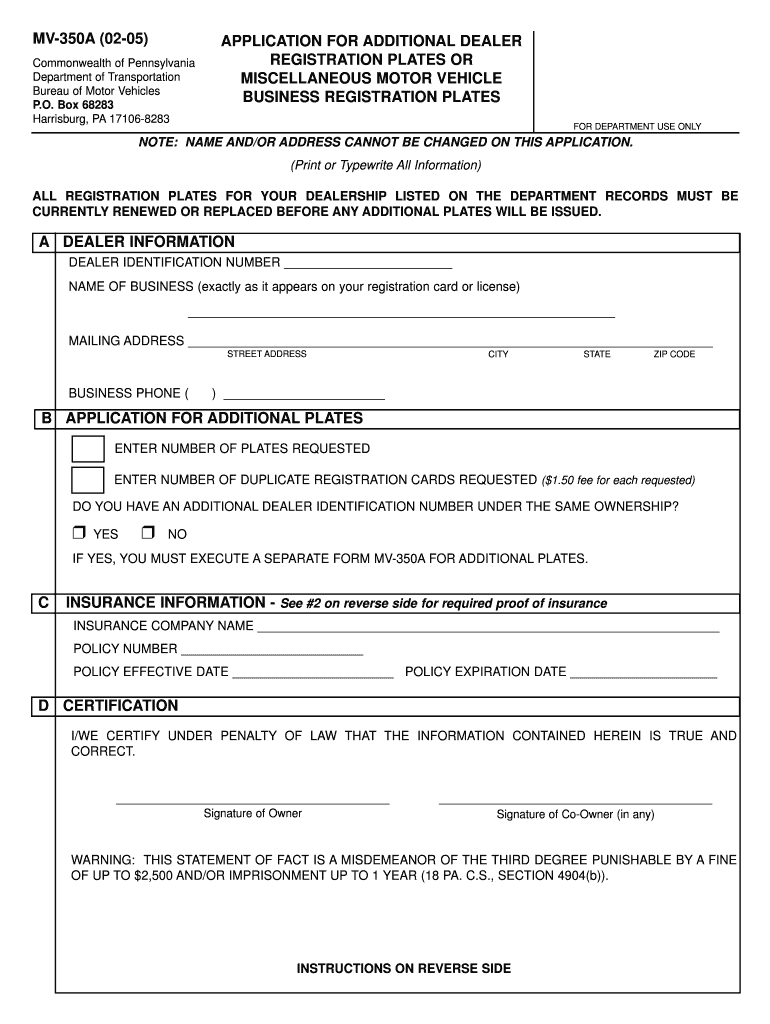 Fillable Online A DEALER INFORMATION - My Notary PA Fax Email Print ...