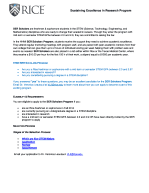 Fillable Online Sustaining Excellence in Research Program Fax Email ...