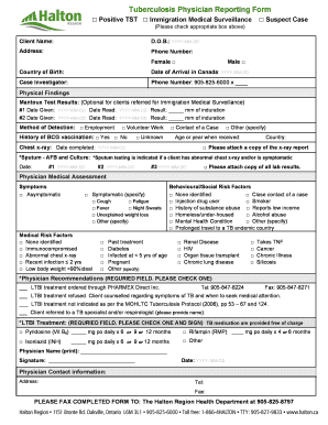 Fillable Online Tuberculosis Physician Reporting Form - Halton Region ...