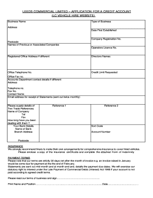 Fillable Online LEEDS bCOMMERCIALb LIMITED bAPPLICATIONb bb - LC ...