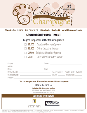 Fillable Online bbbssun BIG BROTHERS BIG SISTERS CHEFS Champagne Fax ...