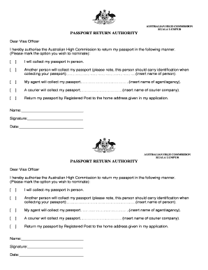 Fillable Online malaysia highcommission gov AUSTRALIAN HIGH COMMISSION ...