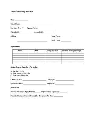 Fillable Online Download the Financial Planning Worksheet - Hesch CPA ...