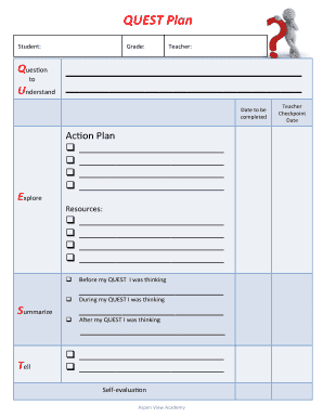 Fillable Online QUEST Plan - aspenviewacademyorg Fax Email Print ...
