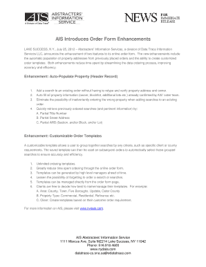 Fillable Online AIS Introduces Order Form Enhancements - Data Trace ...