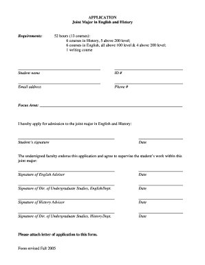 Fillable Online history emory APPLICATION Joint Major in English and ...