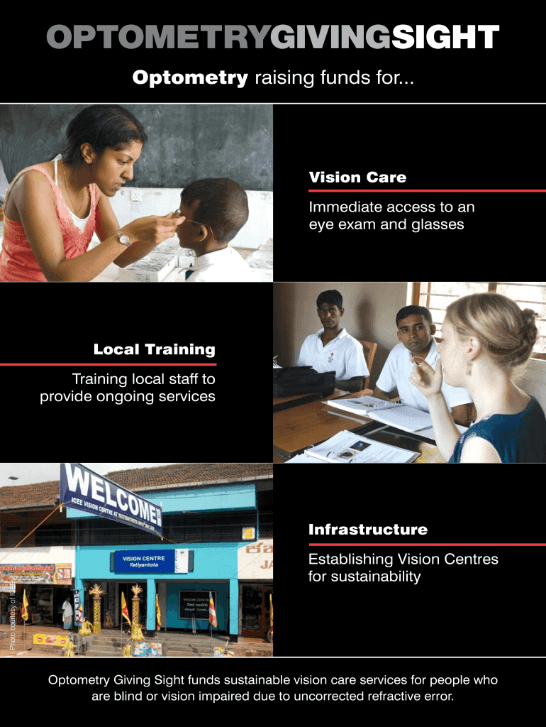Fillable Online givingsight Optometry raising funds for... - Optometry ...