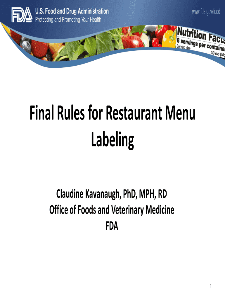 Fillable Online Final Rules for Restaurant Menu Fax Email Print - pdfFiller