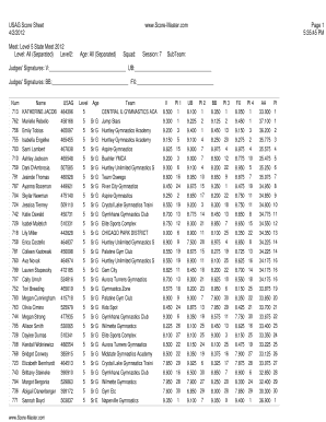 Fillable Online USAG Score Sheet 4/2/2012 www Fax Email Print - pdfFiller