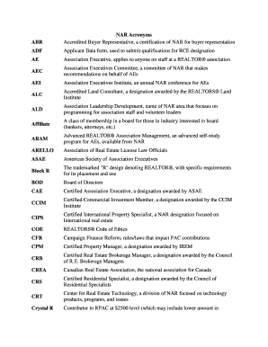 Fillable Online NAR Acronyms Fax Email Print - pdfFiller