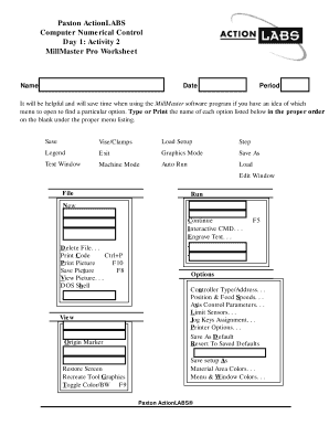 Fillable Online Paxton ActionLABS Computer Numerical Control Day 1 ...