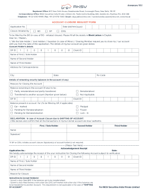 Fillable Online rksv ACCOUNT CLOSURE REQUEST FORM - bRKSVb Fax Email Print - pdfFiller