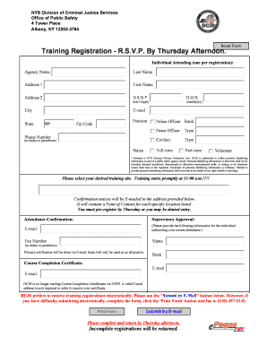 Fillable Online Training Registration - RSVP By Thursday Afternoon Fax ...