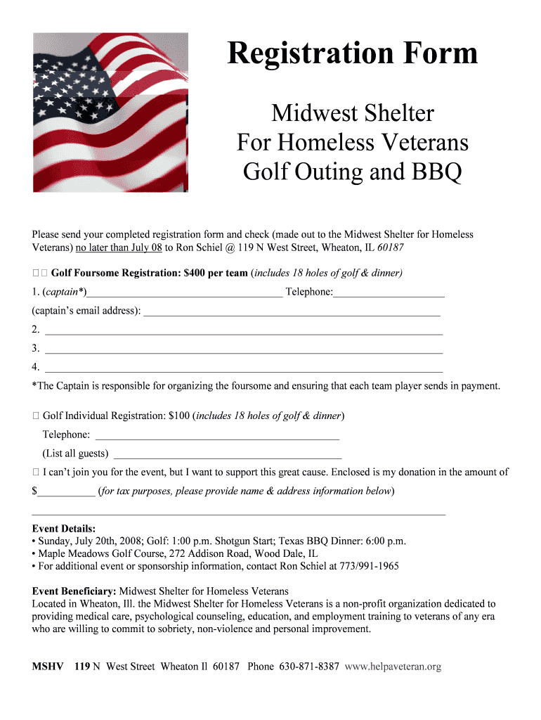 Fillable Online helpaveteran Registration Form - Midwest Shelter for ...
