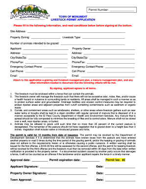 Fillable Online Livestock Permit.pdf - Town of Monument Fax Email Print ...
