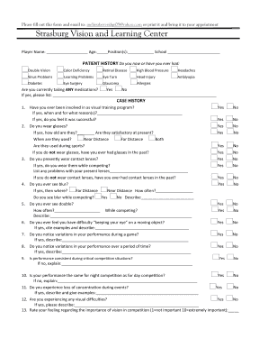 Fillable Online Sports Vision Pre-Evaluation Form - Advanced Vision ...