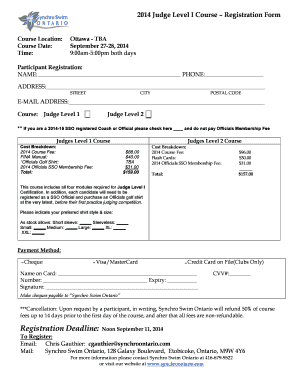 Fillable Online 2014 Judge Level I Course Registration Form Fax Email ...