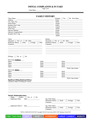 Fillable Online In Office Intake / Complaint Form - TalkifUwant Fax ...