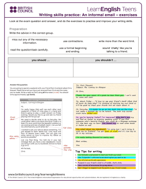 Fillable Online Writing skills practice: An informal email exercises ...