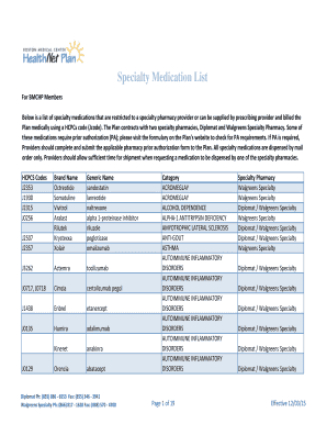 Fillable Online Specialty Medication List Fax Email Print - pdfFiller