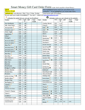 Fillable Online sainttheresaschool Smart Money Gift Card Order Form ...