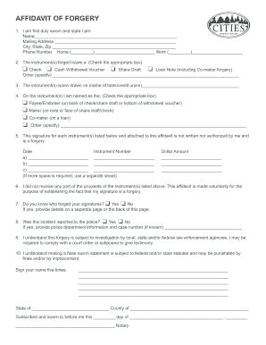 Fillable Online citiescu AFFIDAVIT OF FORGERY - Cities Credit Union ...