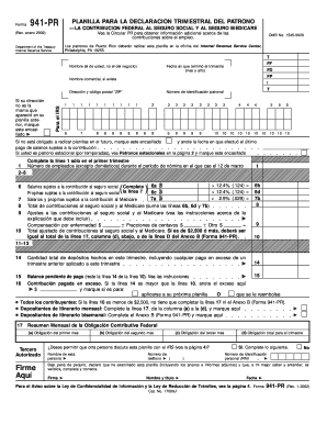 Fillable Online Form 941-PR (Rev. January 2002). Planilla Para La ...