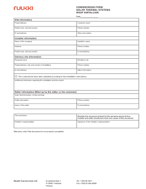 Fillable Online COMISSIONING FORM SOLAR THERMAL SYSTEMS ROOF INSTALLION ...