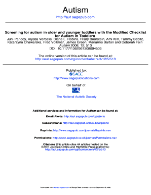 Fillable Online Screening for autism in older and younger toddlers with the Modified Checklist ...