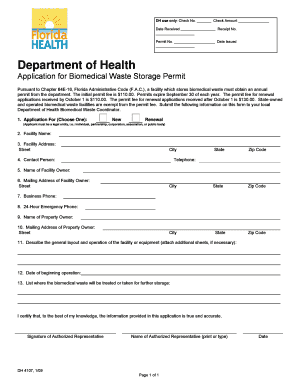 Fillable Online Application for Biomedical Waste Storage Permit Fax ...