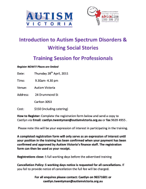 Fillable Online autismvictoria org Introduction to Autism Spectrum ...