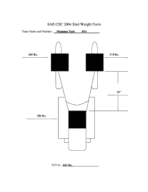 Fillable Online sae csc 2004 sled weight form.PDF Fax Email Print ...
