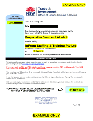 Fillable Online EXAMPLE ONLY - Infront Staffing Fax Email Print - pdfFiller