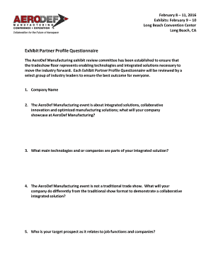 Fillable Online Exhibit Partner Profile Questionnaire - AeroDef ...