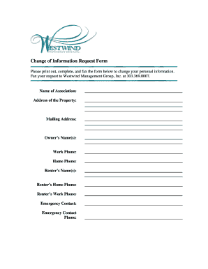 Fillable Online Change of Information Request Form Please print out ...