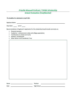 Fillable Online PME Scholarship - School Evaluation Form Fax Email ...