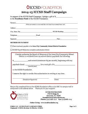 Fillable Online iccsdfoundation 2014-15 ICCSD Staff Campaign - ICCSD ...