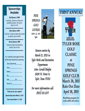 Fillable Online FIRST ANNUAL - City of Tyler - Parks and Recreation Fax ...