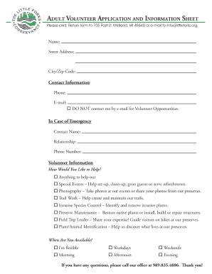 Fillable Online littleforks ADULT V APPLICATION AND INFORMATION SHEET ...