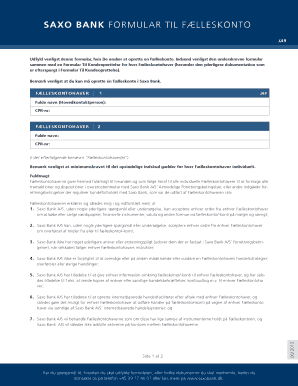 Fillable Online Formular til f lleskonto - 2 kunder - Saxo Bank Fax ...