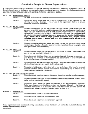 Fillable Online Constitution Sample for Student Organizations Fax Email ...