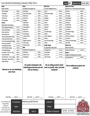Fillable Online Coco Brooks Fundraising Customer Order Form Group WMA ...