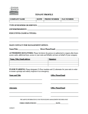 Fillable Online chinabasin Tenant Profile Form - chinabasin Fax Email ...