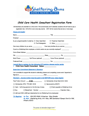 Fillable Online Child Care Health Consultant Registration Form Fax ...