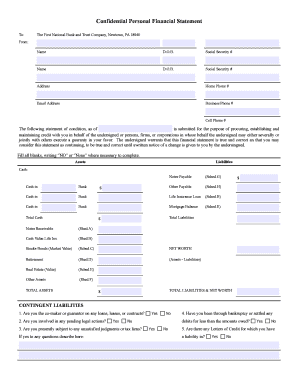 Fillable Online To download Personal Financial Statement Form - First ...